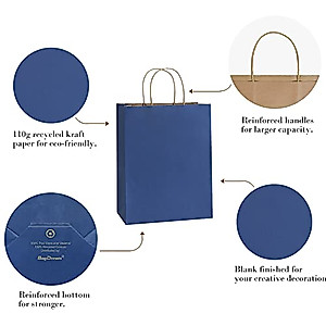 BagDream Navy Blue Gift Bags 8x4.25x10.5 25Pcs Paper Bags, Paper Gift Bags with Handles, Paper Shopping Bags Kraft Bags Party Favor Bags Retail Merchandise Bags Sacks