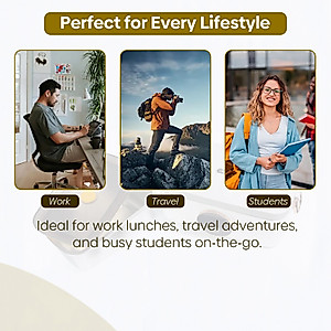 CURRENT Heated Electric Lunch Box, 60w 1L Capacity - Cordless Portable Lunch Box for Office, Car, and Outdoor Use - 158°F Heat, BPA Free Heated Lunch Box - Includes Insulated Bag and Black Cutlery Set