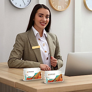 MaxGear Acrylic Business Card Holder for Desk Plastic Business Card Display Clear Business Card Stand Desktop Business Card Holders for Home & Office, 3.82 x 1.80 x 1.43 inches, 3 Pack