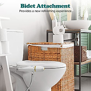 Bidet Attachment for Toilet, Ultra-Slim Bidet for Toilet with Non-Electric Dual Nozzle(Frontal & Rear Wash), Adjustable Water Pressure Bidet Attachment(White/Light Gold)