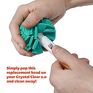 Full Circle Crystal Clear 2.0 Replaceable Glass Cleaner - Gentle Sponge Cleaning Brush for Washing Glasses – Bamboo Handle and Layered Cellulose Sponge Kitchen Dish Brush, One Size, White