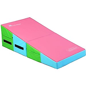 M HI-Mat Gymnastics Mat Cheese Wedge Mat Home Gymnastics Mat, Multi-size Skill Shape Rolling mat Home Sports Cheese Mat (pink&blue&green)