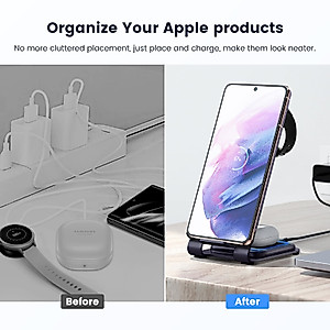 3 in 1 Wireless Charging Station, LEKOYE Aluminum Alloy Wireless Charger for Samsung S23 S22 S21/Z Flip/Z Fold, Fast Wireless Charging Stand for Multiple Devices Galaxy Watch & Galaxy Buds - Gray