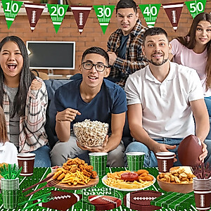 Football Party Supplies Kit Serve 25, 178Pcs Football Theme Party Decorations Includes Football Plates and Napkins Cups Banner Tablecloth for Football Birthday Game Day Tailgate Party Decorations