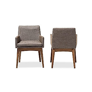 Baxton Studio Nexus Dining Arm Chair in Gray and Brown (Set of 2)