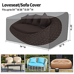 delightLife Sofa Cover Outdoor Loveseat Cover, Patio Furniture Covers Waterproof 600D, 54 Inch Patio Loveseat Cover Fits for 2-3 Seats (54" W x 38" D x 20"/29" H)