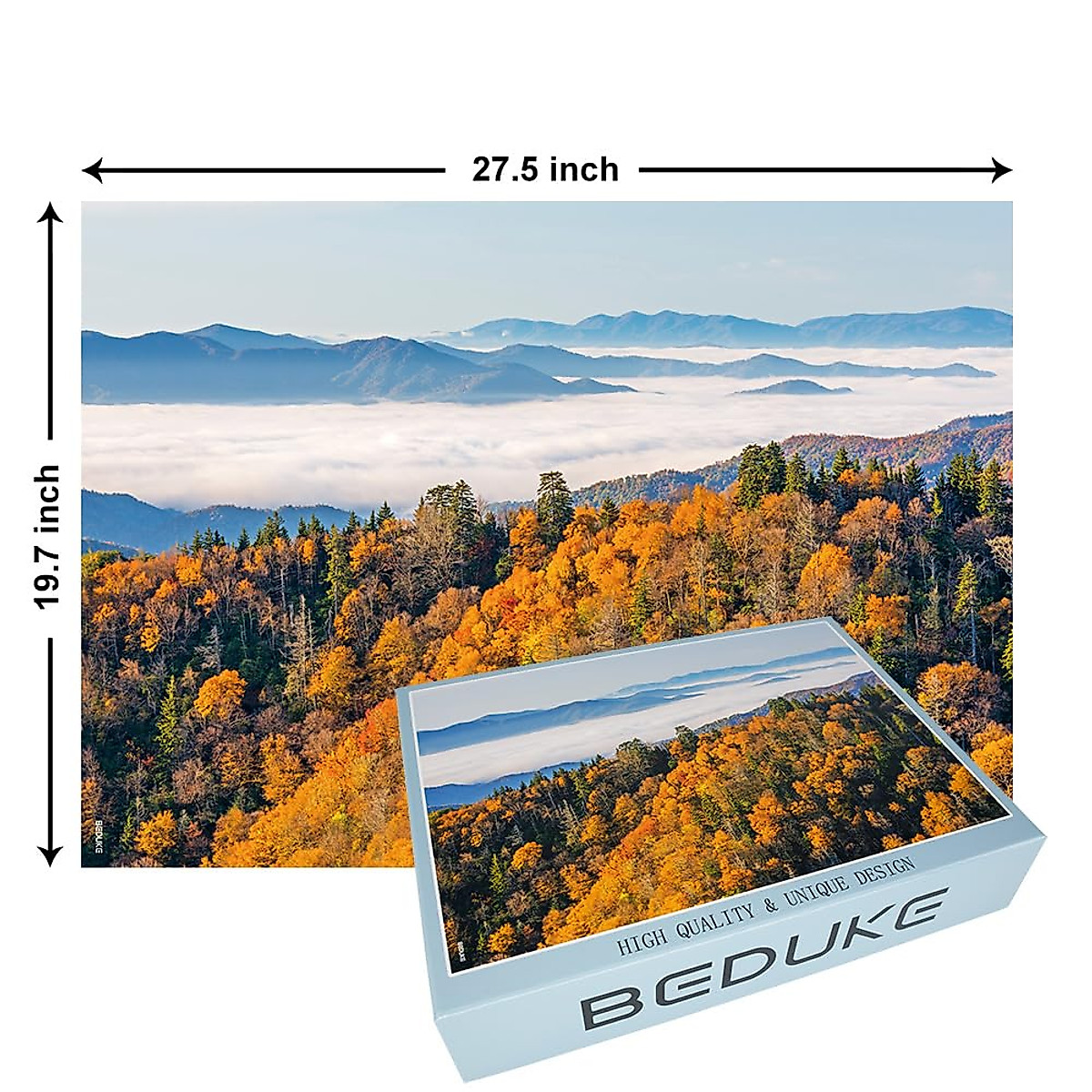 BEDUKE Jigsaw Puzzles for Adults 1000 Piece Sturdy Premium Thick Paper Cardboard Colorful Rainbow Design Puzzle Interlocking Precise Unique Shape Pieces Family Game Eco-Friendly Paperboard Age 14+