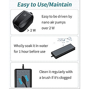 Pawfly 4 Inch Air Stone Grey Mineral Bubble Stone Bar Diffuser Bubbler Airstones for Air Pump, Aquarium, and Fish Tank, 2 Pack