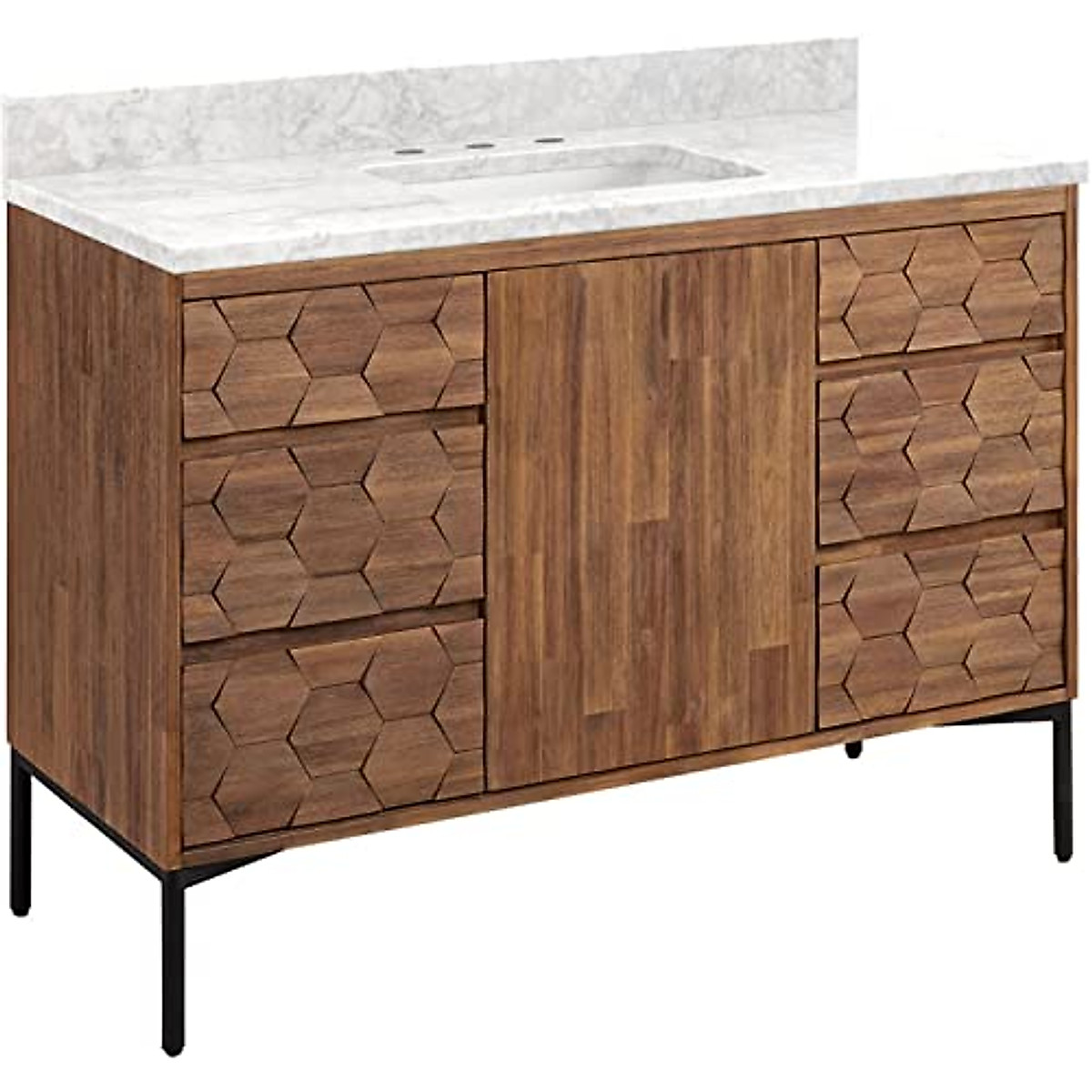 Signature Hardware 953140-48-RUMB-8 Devora 48" Free Standing Single Vanity Set with Wood Cabinet, Vanity Top, and Rectangular Undermount Vitreous China Sink - 8" Faucet Holes