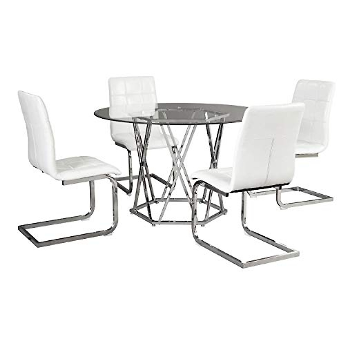 Signature Design by Ashley Madanere Round Contemporary Dining Room Table, Chrome Finish