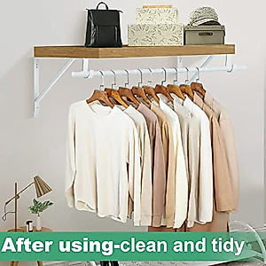 Closet Rod Bracket, 3 Pack Heavy Duty Closet Rod Support 11×10.2×1 Inch, White Closet Shelf & Rod Brackets Holder, Wall Mounted Shelf Rod Hangers Hooks with Screw