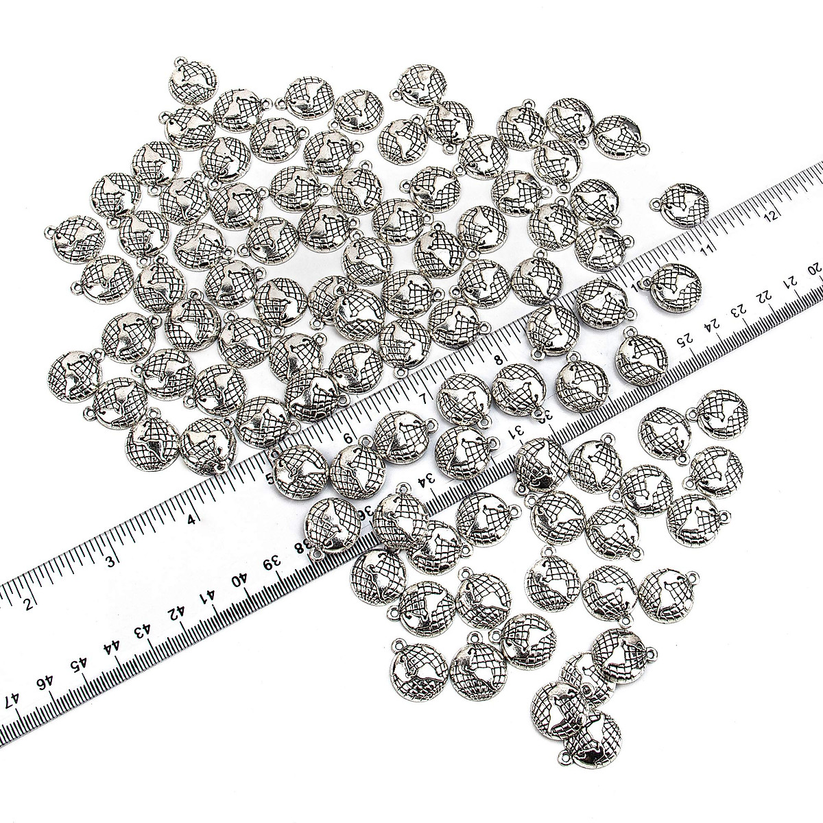 AUEAR, 100 Pack Globe Charms Silver Earth Globe Charms Alloy Golbe Pendant for Jewelry Making Bracelet Necklace Pendant Supplies