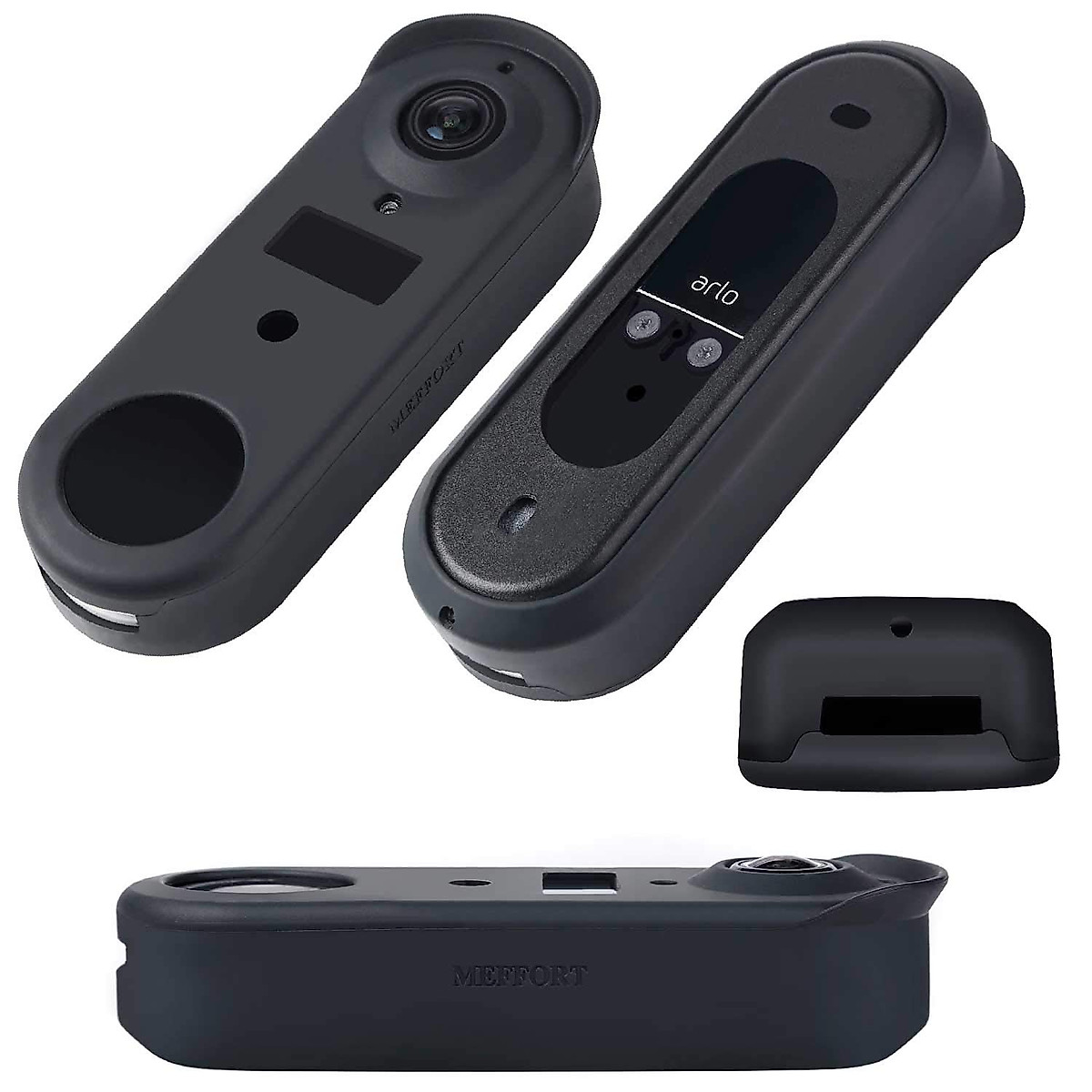 Silicone Skin Case Cover Sun Glare, UV & Weather Rain Protection Skins Cover Compatible with Arlo Essential Video Doorbell Wired - Black (1 Pack)