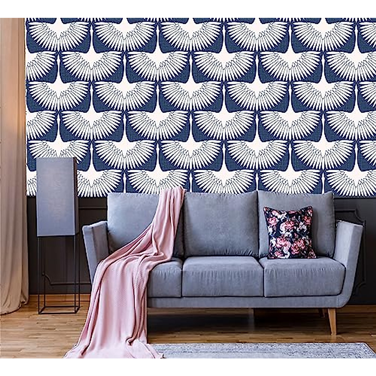 MOENMOAI Denim Blue Wallpaper Removable Self Adhesive Peel and Stick Wallpaper Contact Paper Waterproof Wallpaper for Cabinet Shelf Liner Wall Countertop Furniture Shelf Paper 17.71" x 196" DIY Decor