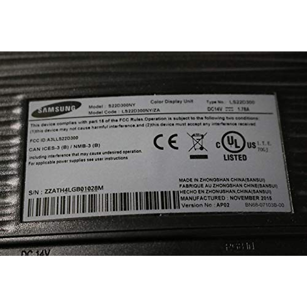 Samsung Simple LED 21.5” Monitor with High Glossy Finish (S22D300NY)