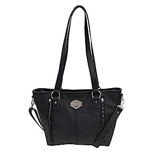 Harley-Davidson Women's B&S Filigree Logo Pebbled Leather Satchel Purse - Black