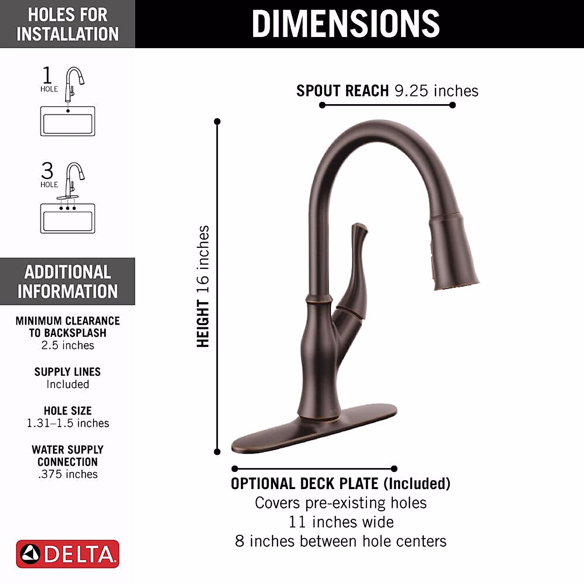 Delta Faucet Ophelia Oil Rubbed Bronze Kitchen Faucet, Kitchen Faucets with Pull Down Sprayer, Kitchen Sink Faucet, Faucet for Kitchen Sink with Magnetic Docking, Venetian Bronze 19888Z-RB-DST