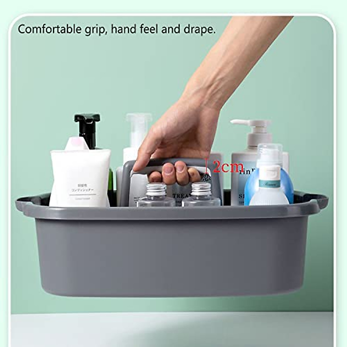 Haundry Large Cleaning Caddy with Handle, Cleaning Tool Storage Basket Organizer, Sturdy Pail Bucket Organizer, Household Bucket for Cleaning Supplies - Gray