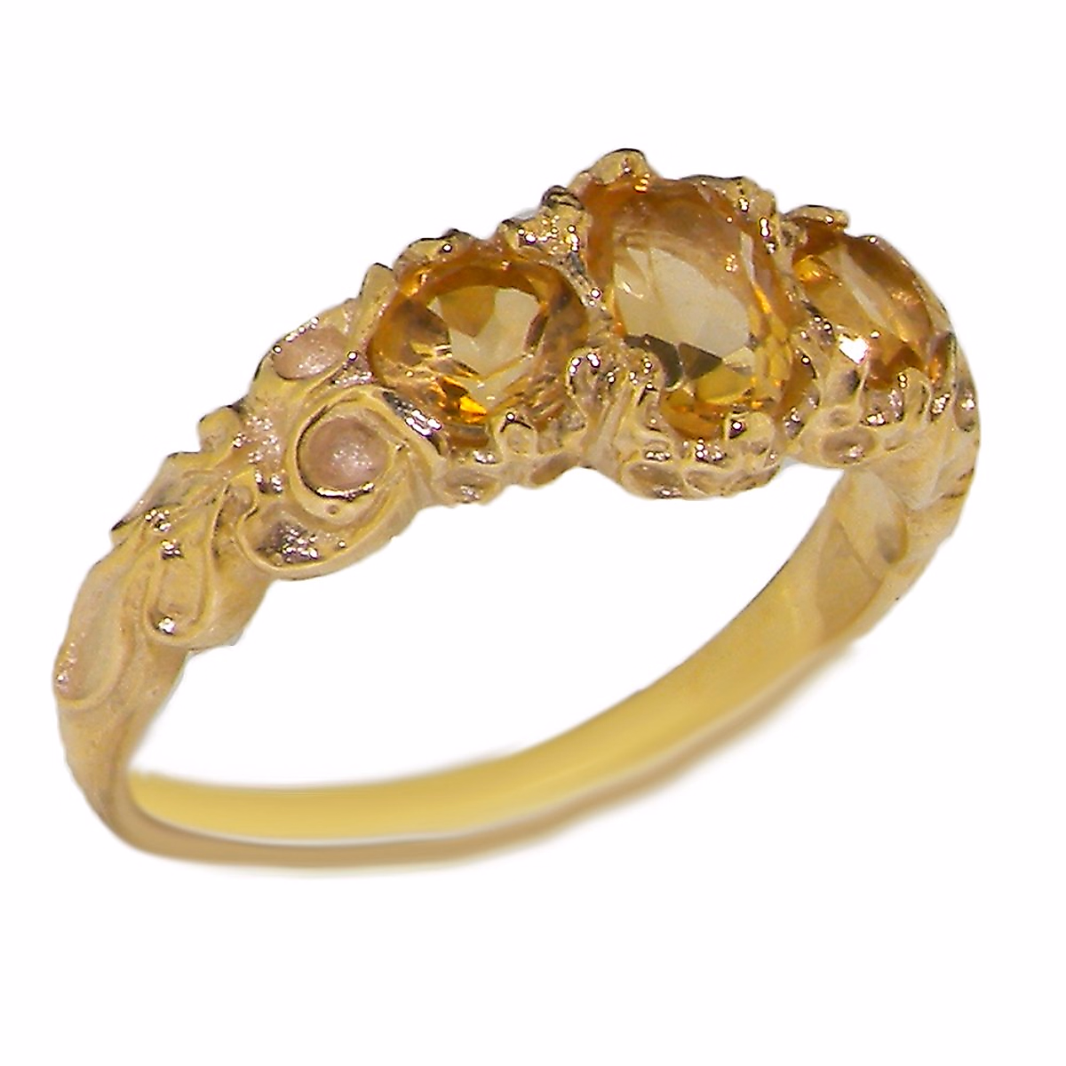 LetsBuyGold 10k Yellow Gold Real Genuine Citrine Womens Band Ring - Size 7