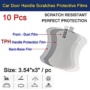 Voroly 10 PCS Car Door Handle Protector Universal Transparent Car Door Handles Cup Protector Car Door Scratch Protector Vinyl Films