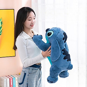 Stitch Plush Soft Toy, 25 inch Stuffed Animal, Cartoon Plush Pillow, Cute Soft Plush Doll, Christmas Birthday Easter Gift for All Ages - Toy Figure & Large Stitch Pillow