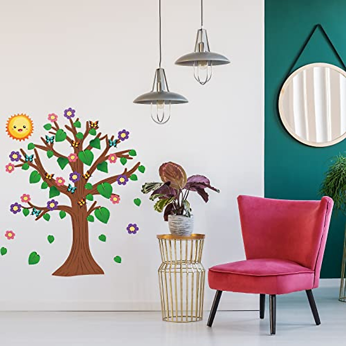 168 Pieces Classroom Tree Bulletin Board Set Seasonal Tree Winter Fall Spring Summer Tree Decor Family Tree Board Tree Classroom Tree with Seasonal Cutouts for Back to School Classroom Decor