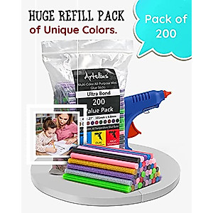 200 Pack Color Hot Glue Sticks. Variety Colored Glue Gun Sticks. Hot Melt Adhesive Mini Glue Sticks for DIY Art Craft Repair Bonding Bulk Gold Black Yellow Pink Red Purple