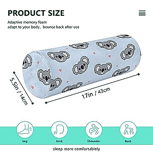 Vnurnrn Cute Koala Cartoon Neck Support Pillow Round Neck Roll Bolster Cylinder Pillow Cervical Pillows Neck Roll Pillow for Leg Knee Back Head Support for Camp Study Work Men