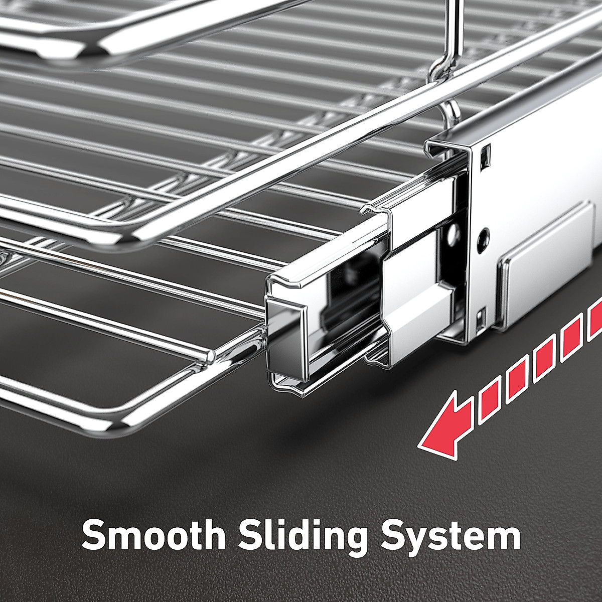 Mount Walker Pull Out Cabinet Organizer(14" W x 21" D), Heavy Duty Slide Out Pantry Shelves, Pull Out Storage Shelf Drawer Basket for Kitchen Cabinet, Roll Out Shelf Storage for Pots, Chrome