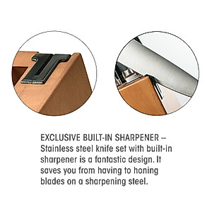 JF JAMES.F Knife Set, 17 Piece Dishwasher Safe Kitchen Knife Set with Block Super Sharp Stainless Steel Knife Sets for Kitchen with Block, Scissors & Built-in Sharpener