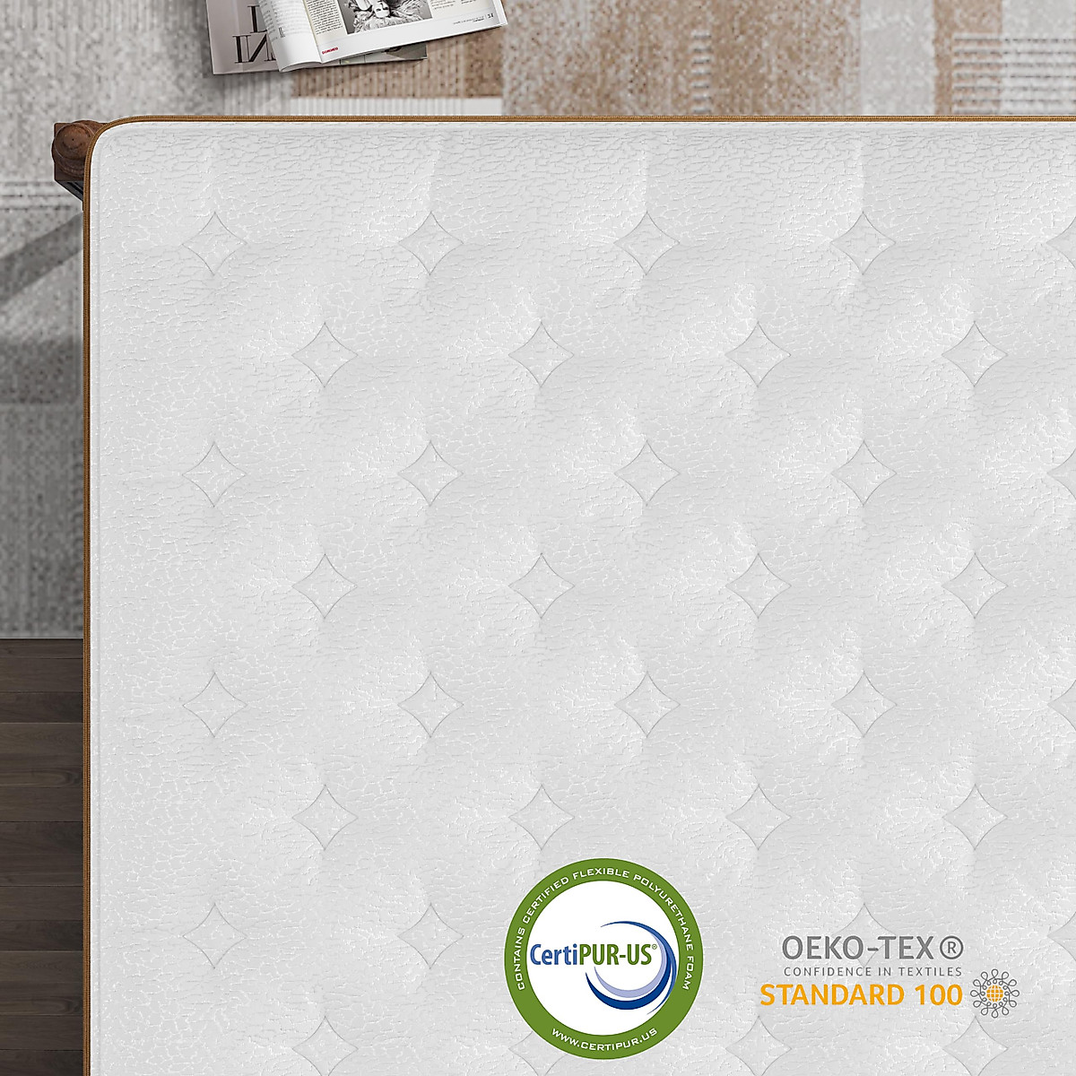 Sleepmax Hybrid Mattress Full Size 8 Inch - Luxury 6-Layer Ergonomic Mattress for Back Pain Relief - Motion Isolation & Edge Support - Fiberglass Free, CertiPUR-US Certified