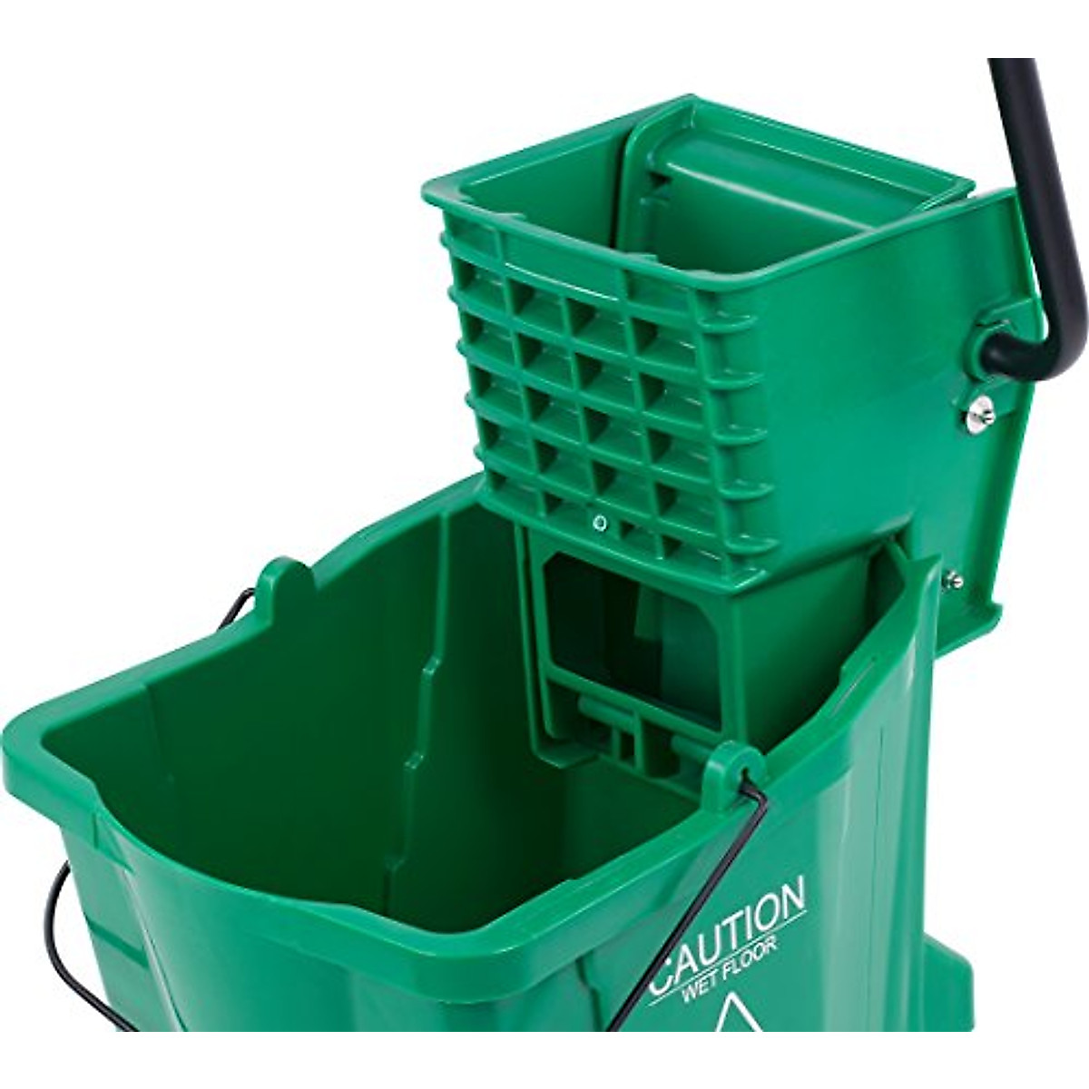 Carlisle FoodService Products Mop Bucket with Side-Press Wringer for Floor Cleaning, Restaurants, Offices, And Janitorial Use, Polyproylene, 26 Quarts, Green