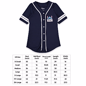 Disney Ladies Lilo and Stitch Shirt - Ladies Classic Lilo and Stitch Baseball Jersey Lilo and Stitch Mesh Jersey (Navy, X-Large)