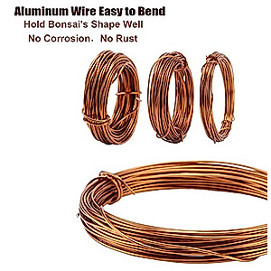 Fashionclubs Bonsai Wires Set, Bonsai Tree Training Wires Aluminum Craft Wires Size 1.0mm/1.5mm/2.0mm(Each Size is 32ft), with 20pcs Flower Pot Hole Mesh Pad Bonsai Bottom Grid Mat Mesh 2Inch in Dia
