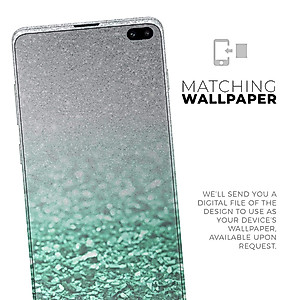 DesignSkinz Aqua Green & Silver Glimmer Fade Protective Vinyl Decal Wrap Skin Cover Compatible with The Samsung Galaxy S20 (Screen Trim & Back Glass Skin)