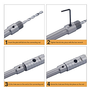 ZELCAN Chisel Set with SDS Plus Shanks, 6pc Masonry Concrete Drill Bit Set, and Hole Saw Kit for SDS Plus Hammer Drills 65 50 30mm Hole Saw Drill Bit Set w SDS Plus Shanks, Bundle