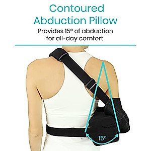 Vive Shoulder Abduction Sling - Immobilizer for Injury Support - Pain Relief Arm Pillow for Rotator Cuff, Sublexion, Surgery, Dislocated, Broken Arm - Brace Includes Pocket Strap, Stress Ball, Wedge
