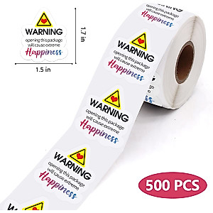 WHING Warning Opening This Package Will Cause Extreme Happiness Thank You Stickers Labels , Order Packages Envelope Seals Decorative Label Ideal for Business Gift Bags and Retailers, 500pcs