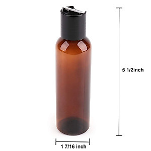 Bekith 30 Pack 4oz Plastic Squeeze Bottles with Disc Top Flip Cap, Empty Amber BPA-Free Refillable Containers For Shampoo, Lotions, Liquid Body Soap, Creams