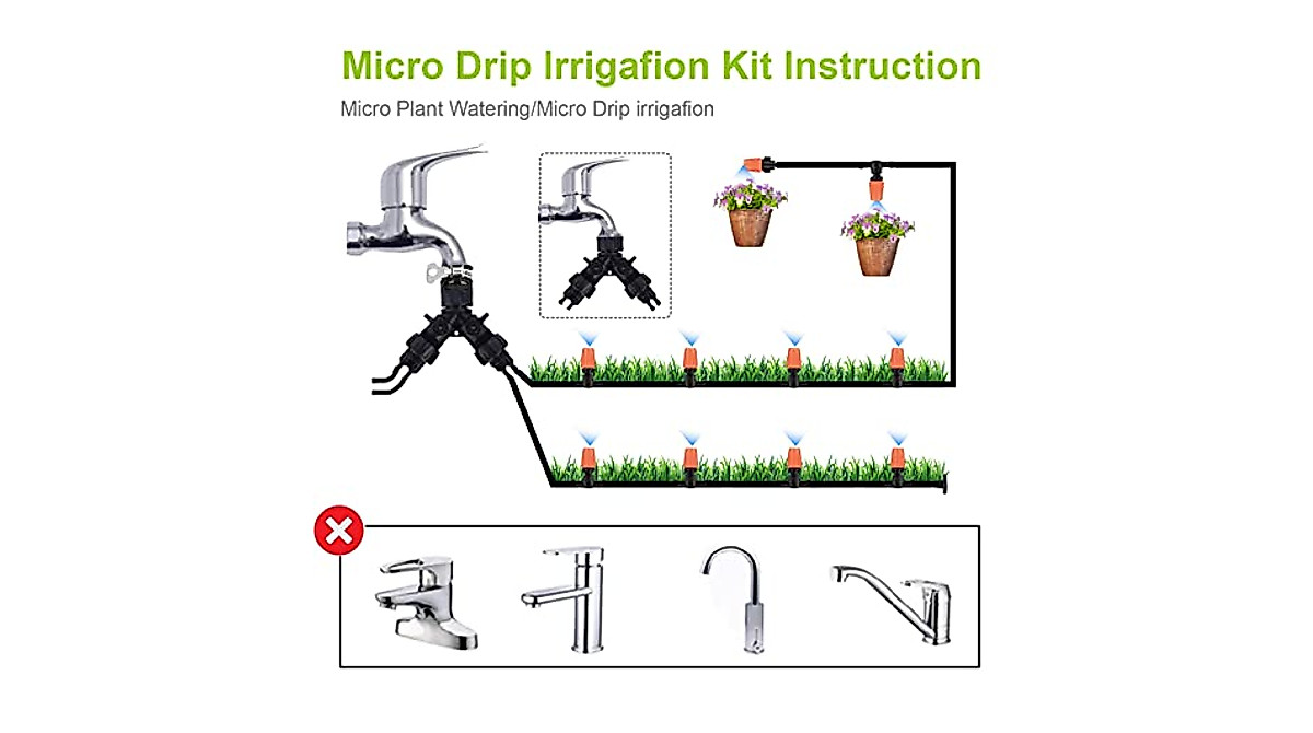 NCUUBR 101-Piece Drip Irrigation Kit for Garden & Lawn