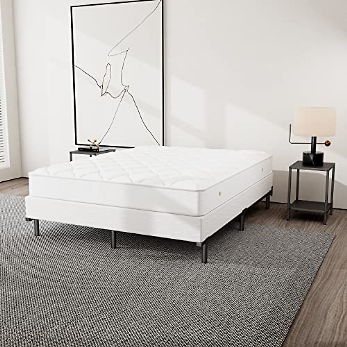 Kujielan Structurally Stable Black Bed Frame - 7 Inch Metal Bed Frame with Easy Disassembly and Long Life, King Size Bed Frame with 9 Legs for Support Without Taking Up Space and Easy to Move King