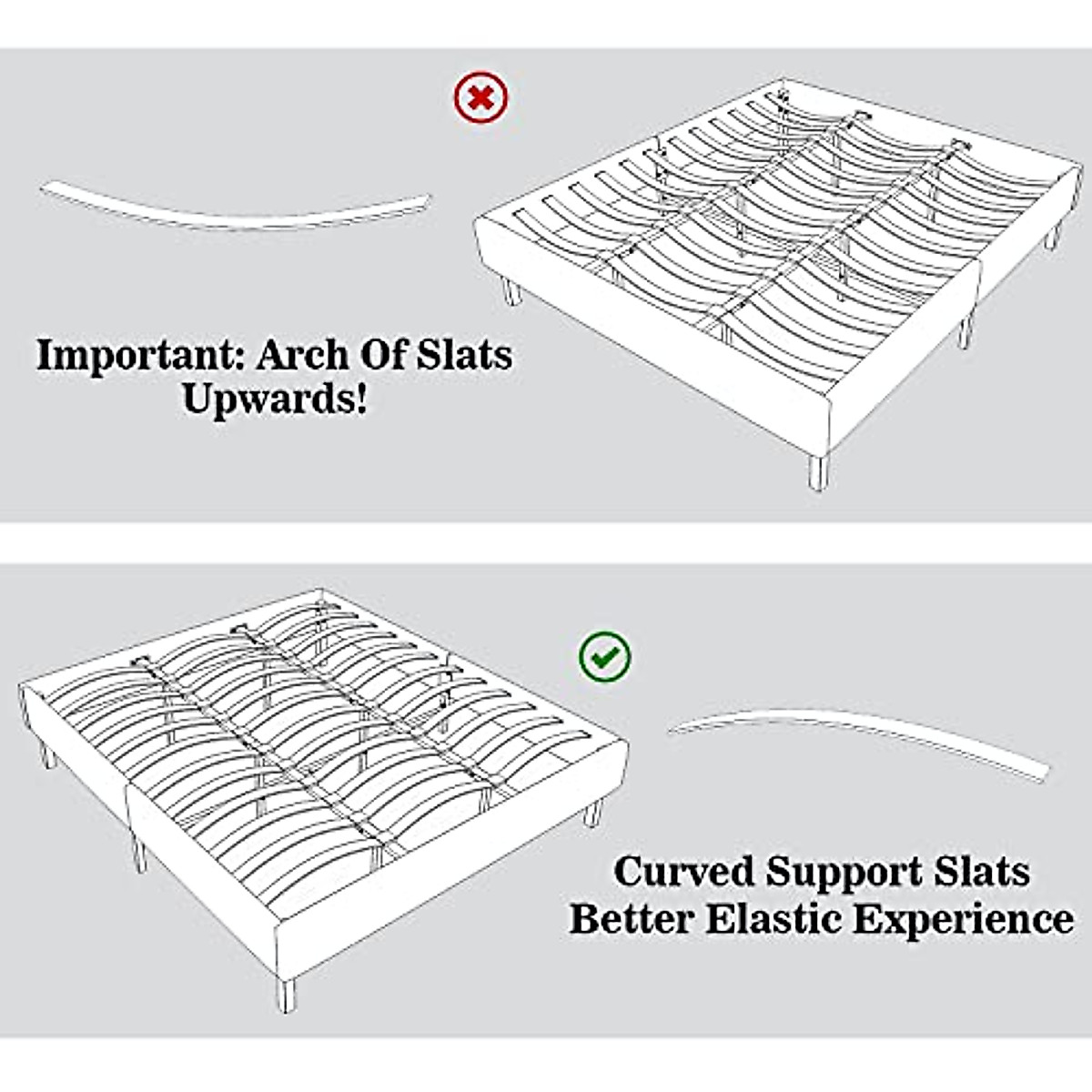 Allewie King Size Bed Frame/Upholstered Platform Bed Frame/Mattress Foundation/No Box Spring Needed/Wood Slats Support/Easy Assembly/Grey