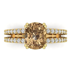 Clara Pucci 3.50 ct Cushion Cut Solitaire Champagne Simulated Diamond Engagement Promise Anniversary Bridal Ring 18K Yellow Gold 8.25