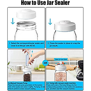 Mason Jar Vacuum Sealer for Foodsaver Vacuum Sealer Machine Mason Jar Sealer Vacuum Kit for Wide-Mouth & Regular-Mouth Mason Jar with Accessory Hose and A Manual Portable Vacuum Pump and Lid Opener