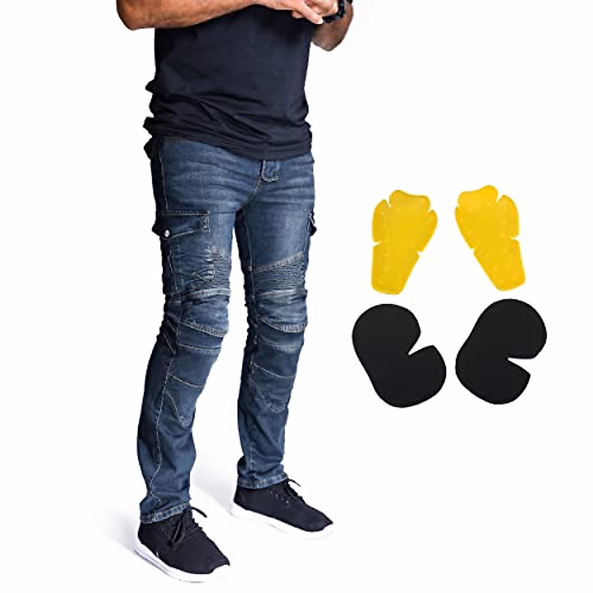 NBT Clothing Protective Motorcycle Pants Removable Hip and Knee Pads CE Armor Jeans with Stretch for Ultimate Comfort Denim