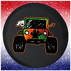 JL Spare Tire Covers Dog Paws and Wave Car Accessories Black 32 to 33 Inch with Backup Camera Hole