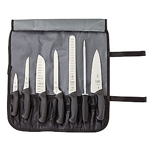 Mercer Culinary Millennia 8-Piece Knife Roll Set, Black Handles