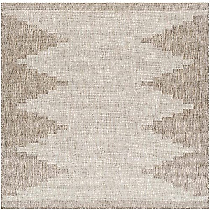 BoutiqueRugs Djugun Moroccan Geometric Area Rug - Outdoor Safe - Performance Rug for Porch, Patio, Entryway - High Traffic Rug - Beige, Cream, Tan, Brown - 2' x 2'11" (2x3 Small Area Rug)