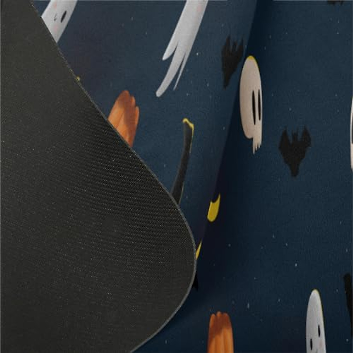 Skull Pumpkin Witch Hat Yoga Mat Folding Travel Fitness & Exercise Mat with Carrying Bag Non-Slip Lightweight Travel Yoga Mat for Women Pilates 72"L × 26.8” W × 2 Mm Thick