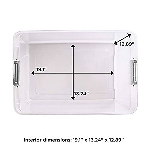 HOMZ 64 Quart Clear Storage Bins Stackable Containers for Organizing, w/ Secure Seal Latching Lid for Home, Garage, & Basement Organization (2 Pack)